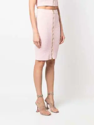 Balmain Monogram Pattern Zip-up Skirt