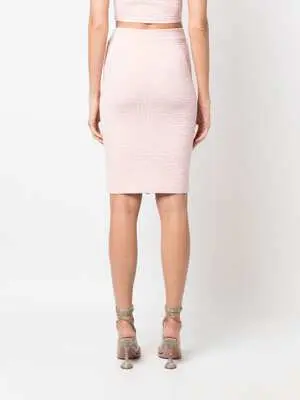 Balmain Monogram Pattern Zip-up Skirt