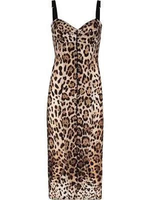 Dolce & Gabbana Leopard-print Midi Dress - Neutrals