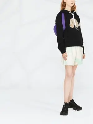 Palm Angels Bear Logo Cropped Hoodie - Black