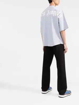 Palm Angels Logo-print Cotton T-shirt - Grey