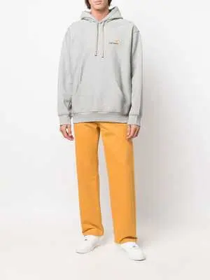 Carhartt Work In Progress Embroidered-logo Cotton Hoodie - Grey