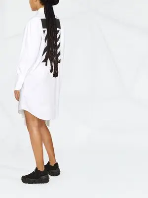 Off-White Asymmetric Pleated Shirt Dress - White