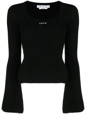 Off-White Logo Print Ribbed Top