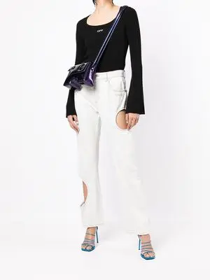Off-White Logo Print Ribbed Top
