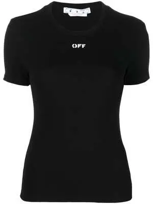 Off-White Logo-print Ribbed T-shirt - Black