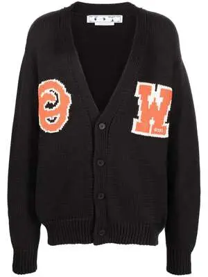 Off-White Logo-intarsia Cardigan - Black