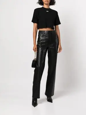 Off-White Cropped Logo T-shirt - Black