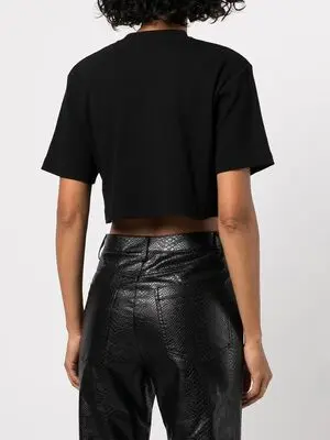 Off-White Cropped Logo T-shirt - Black