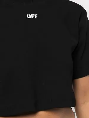 Off-White Cropped Logo T-shirt - Black