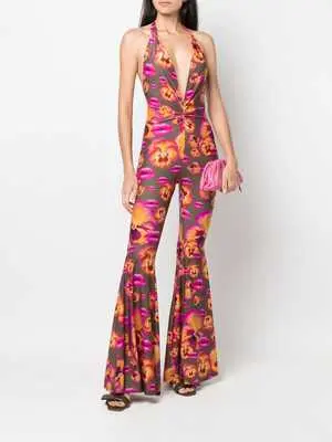 Amen Floral-print Flared Jumpsuit
