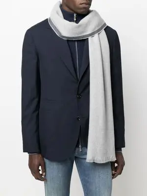 Brunello Cucinelli Contrast-trim Frayed-edge Scarf - Grey