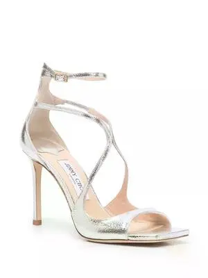 JIMMY CHOO Azia Metallic Leather Sandals - Gold