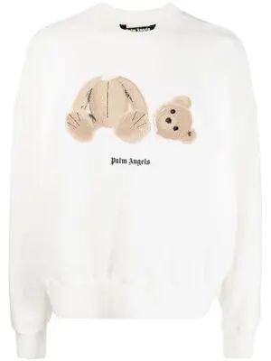Palm Angels Bear-Print Sweatshirt White