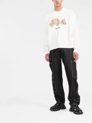Palm Angels Bear-print Sweatshirt - White