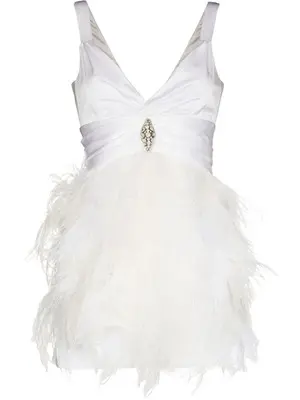 Alessandra Rich Feather-embellished Mini Dress