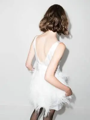 Alessandra Rich Feather-embellished Mini Dress