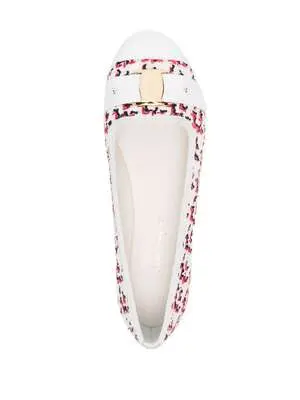 FERRAGAMO Kacy Woven Ballet Flats - White