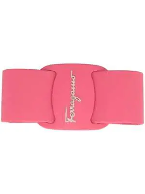 FERRAGAMO Logo-plaque Leather Hair Clip - Pink
