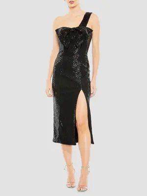 Mac Duggal Metallic One-shoulder Dress