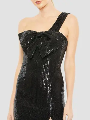 Mac Duggal Metallic One-shoulder Dress