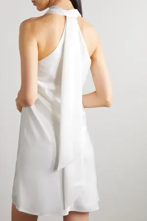 Galvan Pandora Tie-detailed Satin Halterneck Mini Dress