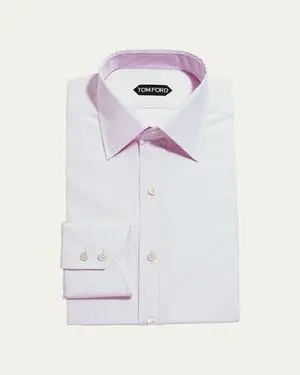 TOM FORD Solid Point Collar Dress Shirt - Br Pnk Sld