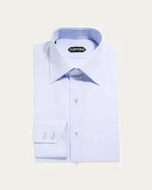 TOM FORD Solid Point Collar Dress Shirt - Medium Blue Solid