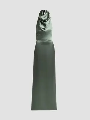 Amsale Satin Halter Gown - Olive