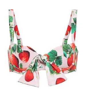 ALEXANDRA MIRO Clara Printed Bikini Top - Red