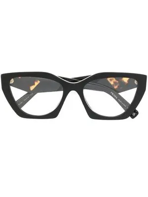 Prada Logo-engraved Cat-eye Glasses - Black