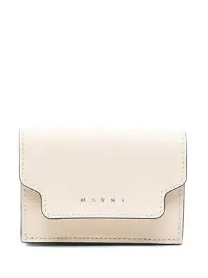 Marni Tri-fold Leather Wallet - Neutrals