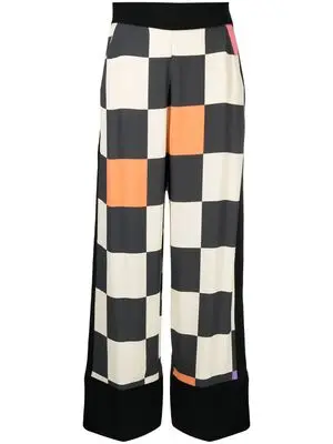 ADRIANA DEGREAS Graphic-print Wide-leg Trousers - Black