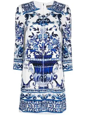 Dolce & Gabbana Majolica-print Dress - Blue