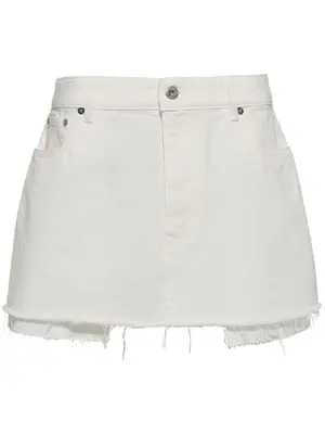 Miu Miu Frayed-hem Denim Mini Skirt