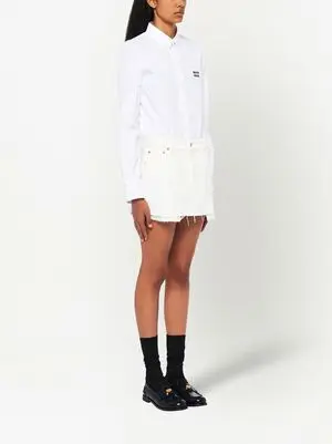 Miu Miu Frayed-hem Denim Mini Skirt