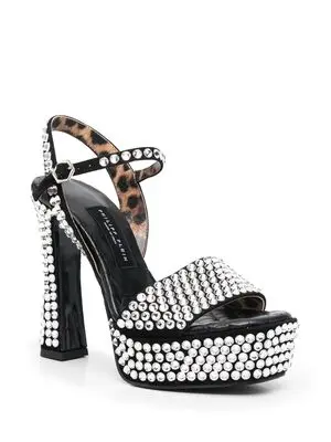 Philipp Plein Strass Crystal-embellished 140mm Sandals - Black
