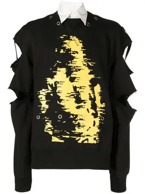 TAKAHIROMIYASHITA THESOLOIST. Graphic Print Distressed Jumper