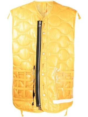 TAKAHIROMIYASHITA THESOLOIST. Quilted Gilet With Transparent Pockets - Yellow