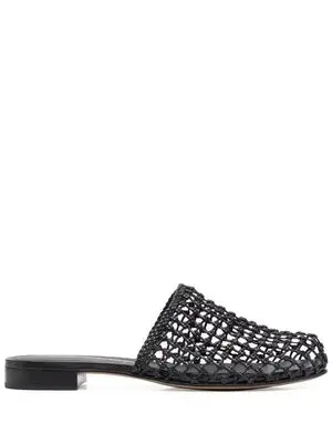 FERRAGAMO Woven Leather Mules - Black