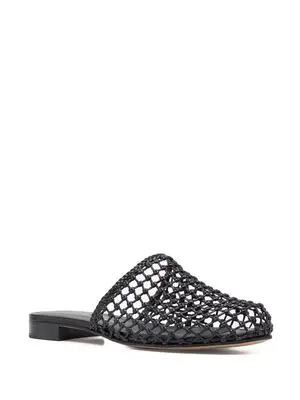 FERRAGAMO Woven Leather Mules - Black