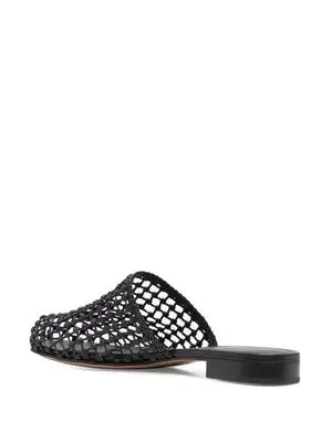 FERRAGAMO Woven Leather Mules - Black