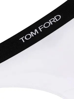 TOM FORD Logo-waistband Thong - White