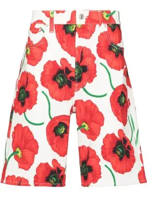 Kenzo Poppy-print Bermuda Shorts - White