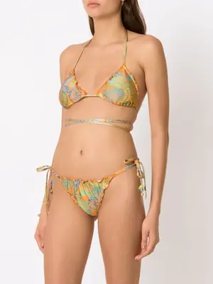 AMIR SLAMA Palm Leaf Triangle Bikini