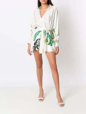AMIR SLAMA Palm Leaf Print Beach Dress