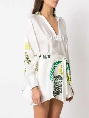 AMIR SLAMA Palm Leaf Print Beach Dress