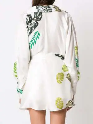 AMIR SLAMA Palm Leaf Print Beach Dress
