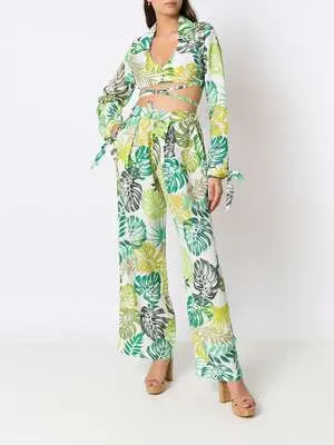 AMIR SLAMA Palm Leaf Print Trousers