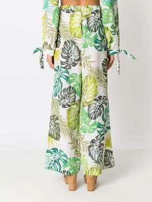 AMIR SLAMA Palm Leaf Print Trousers